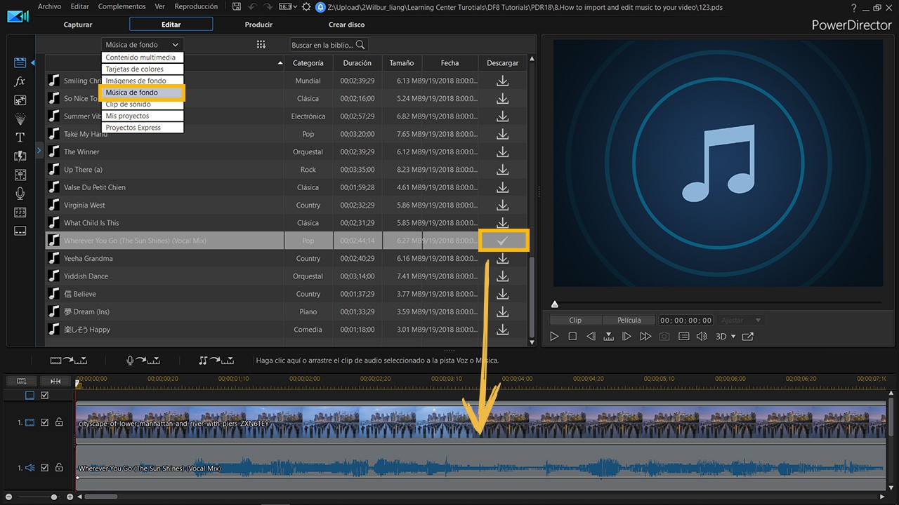 Editar e importar audio en sus proyectos